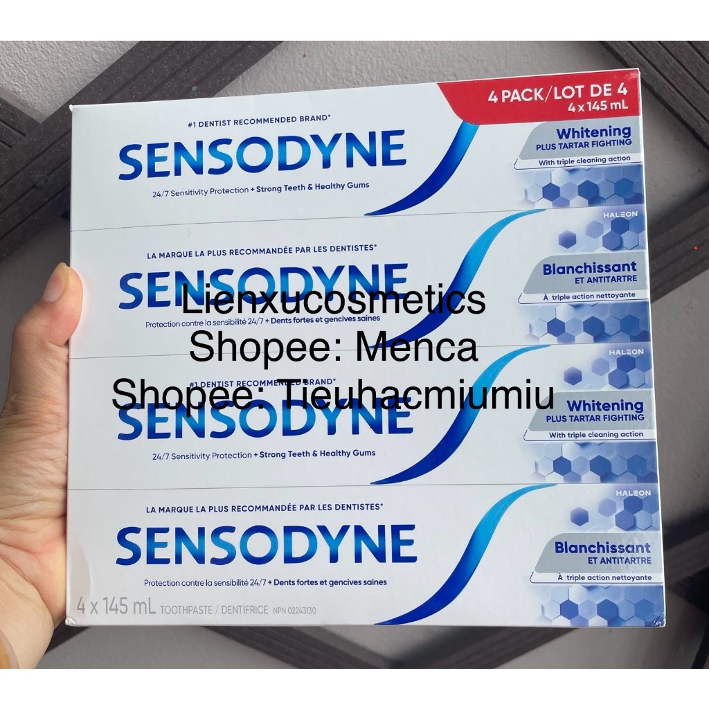 Kem đánh răng Sensodyne whitening 145mL*4 tuýp; HSD 2026 | Shopee Việt Nam