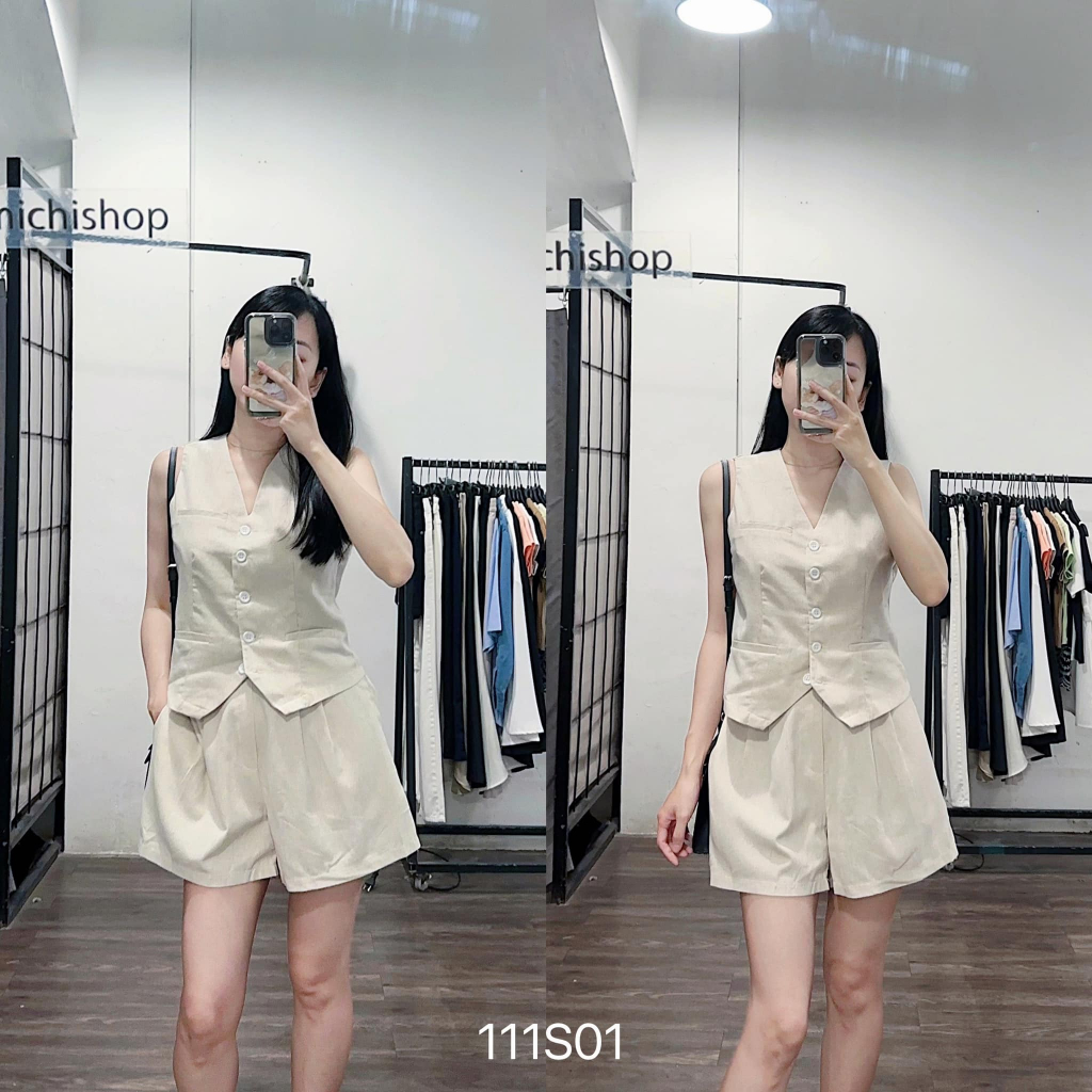 Set gile linen + short cạp chun lưng chun co giãn - 111S01 | Shopee ...