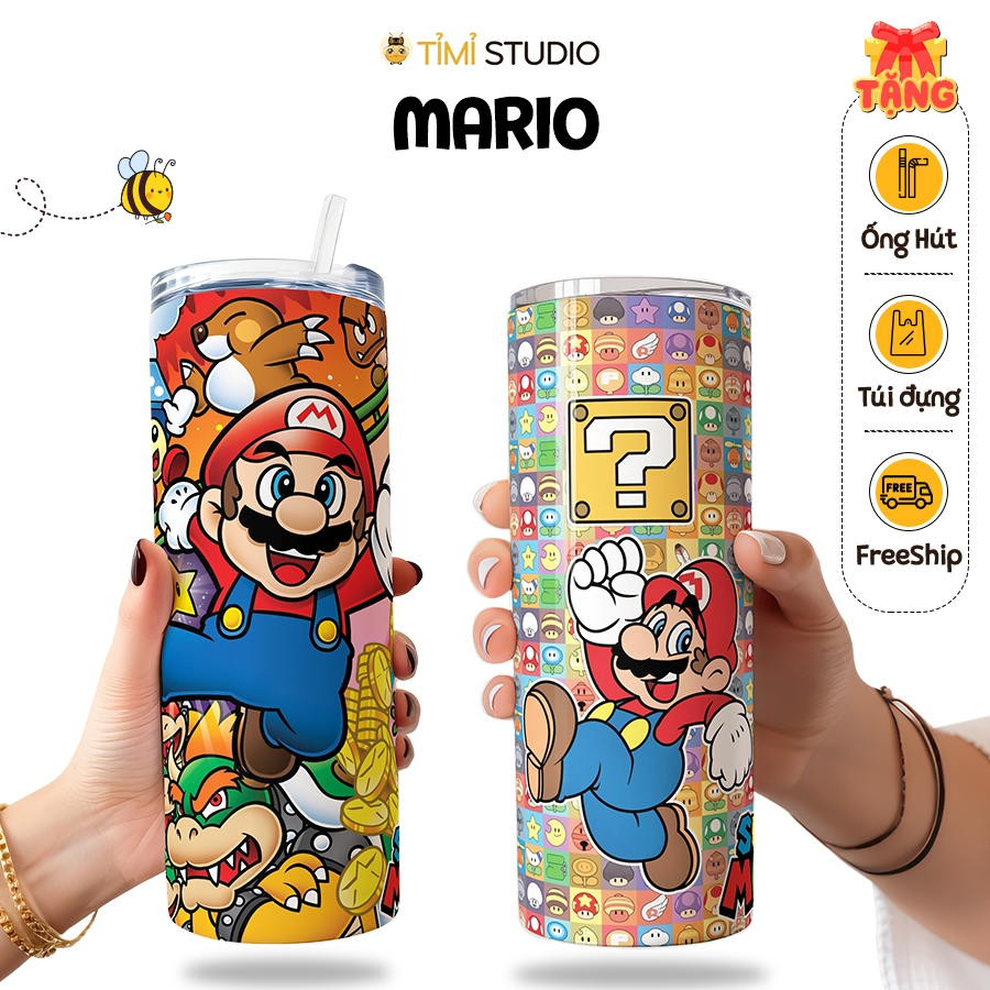 Bình Giữ Nhiệt Mario - 600ml - Inox 304 - Tặng Túi Xách - Tỉ Mỉ Studio ...