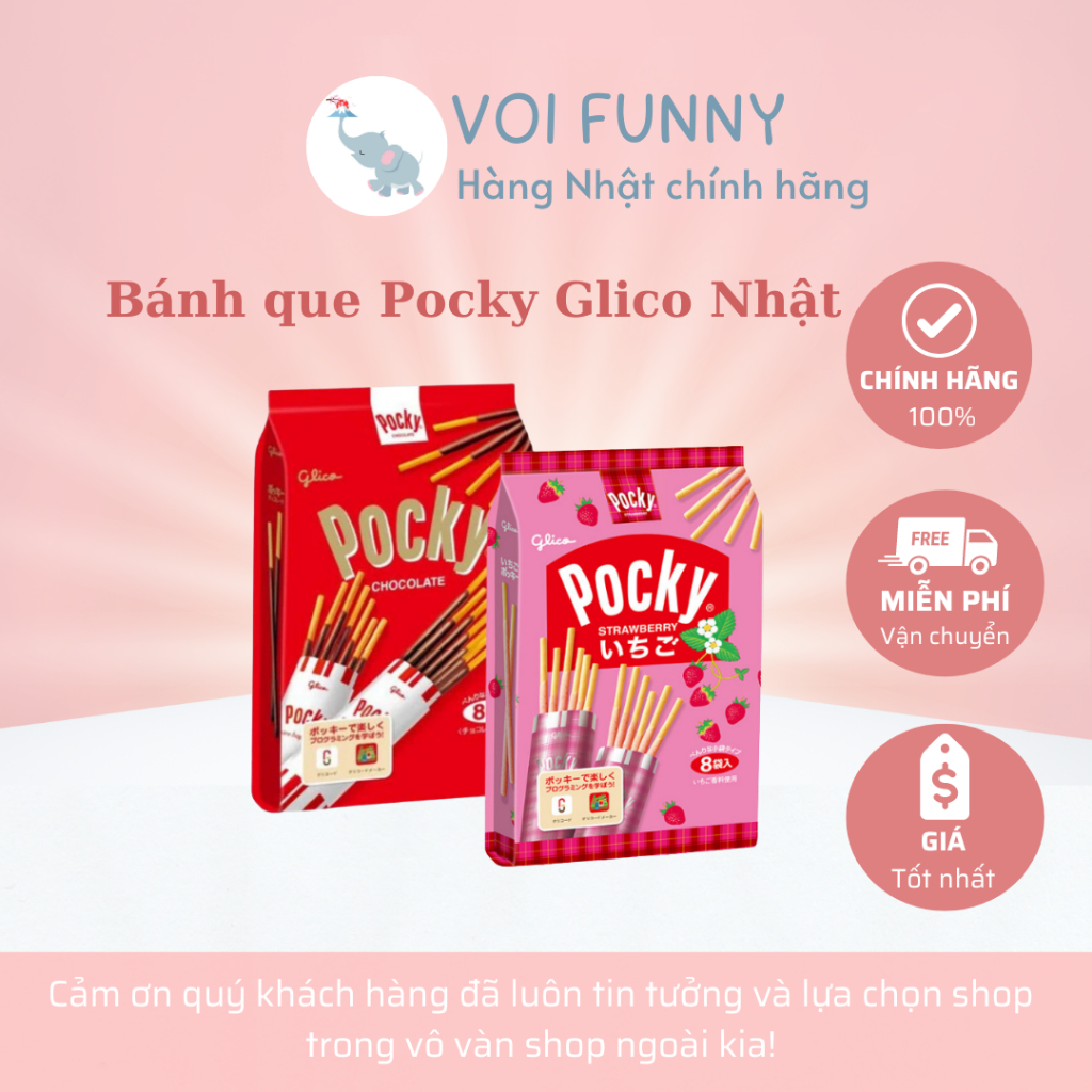 [CHÍNH HÃNG] - Bánh que Pocky Glico Nhật Bản (13.6g x 8 gói nhỏ) date 2025 | Shopee Việt Nam