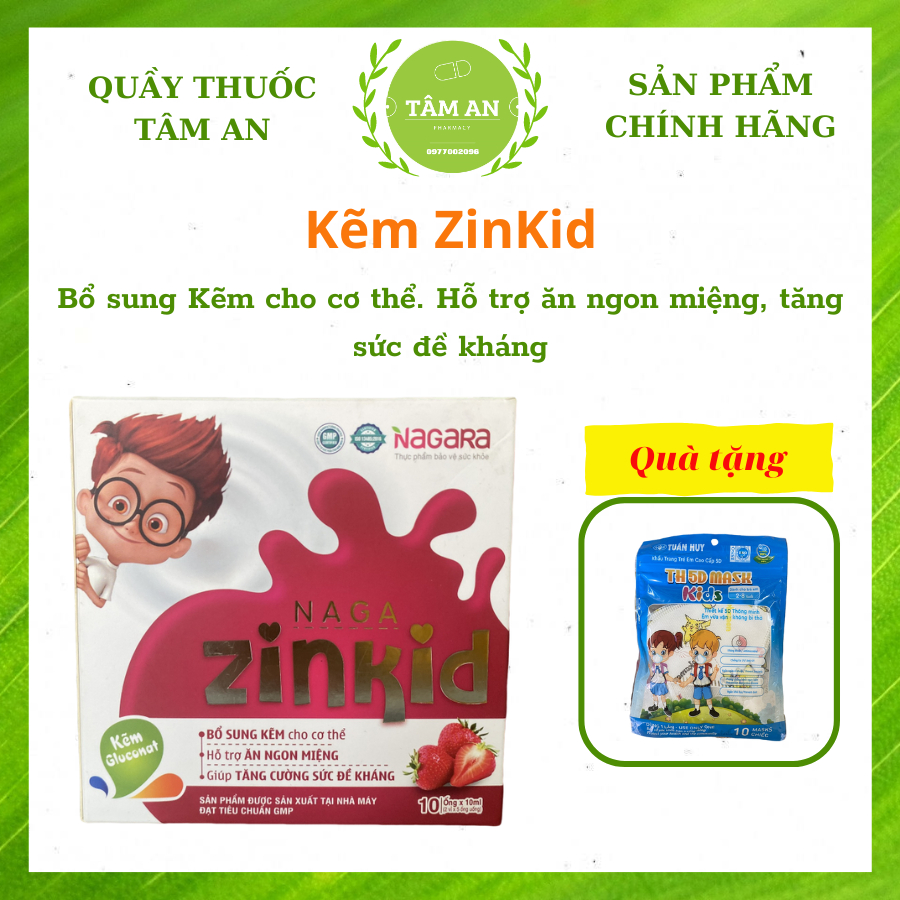 Kẽm Zinkid Naga vị dâu- Bổ sung Kẽm, hỗ trợ ăn ngon miệng, tăng sức đề ...