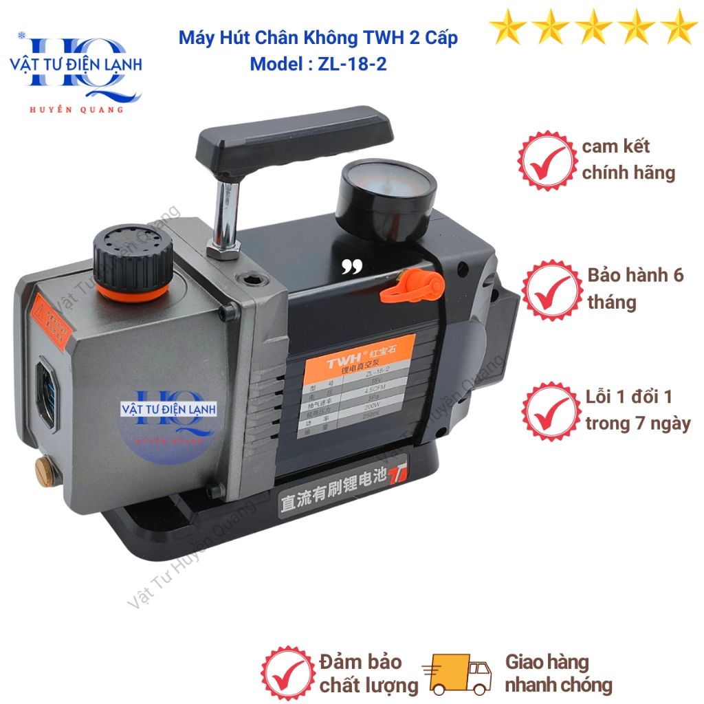 Máy hút chân không 2 cấp 4.5cfm pin hàng đài loan MODEL TWH-ZL-18-2 ...