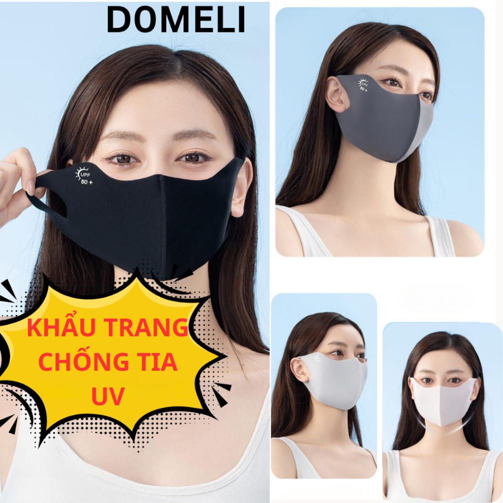 Khẩu trang chống tia uv 3D DOMELI chất liệu vải băng lụa mát lạnh và mềm mại bảo vệ gia hiệu quả ...