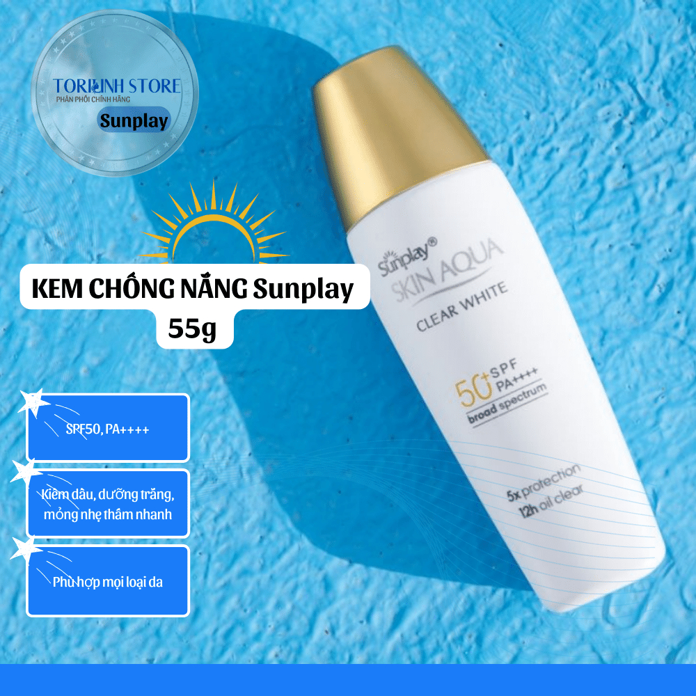 Kem Chống Nắng Sunplay Nắp Đồng Kiềm Dầu Trắng Da - Sunplay Skin Aqua Clear White SPF50+, PA ...