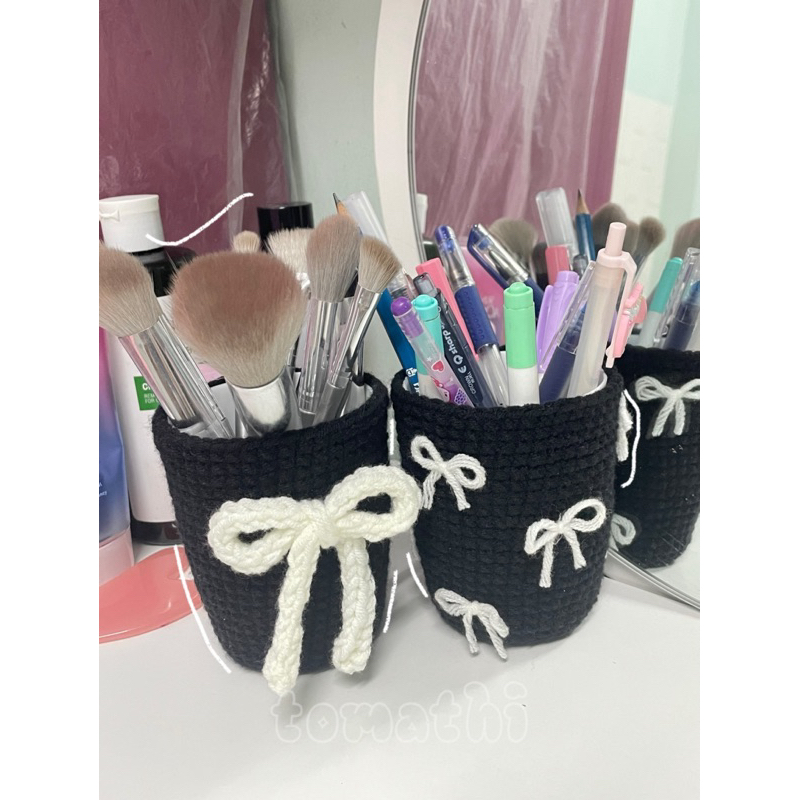 ỐNG ĐỰNG BÚT, CỌ MAKEUP BẰNG LEN HANDMADE TỪ LEN SỢI COTTON TRANG TRÍ ...