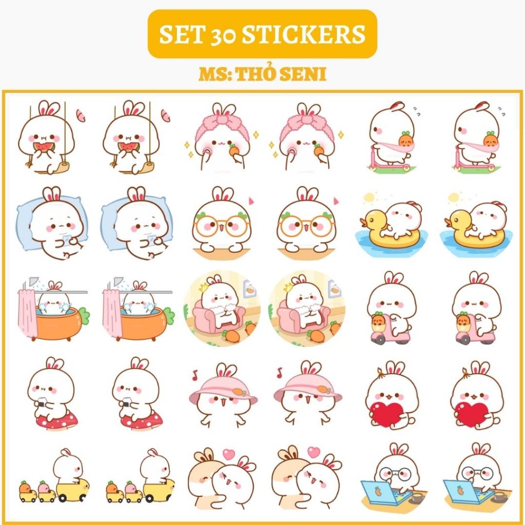 🔥SET 30 HÌNH DÁN STICKERS - THỎ SENI 🔥 | Shopee Việt Nam