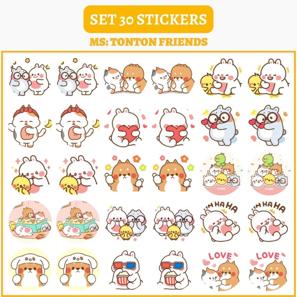 🔥SET 30 HÌNH DÁN STICKERS - TONTON FRIENDS 🔥 | Shopee Việt Nam
