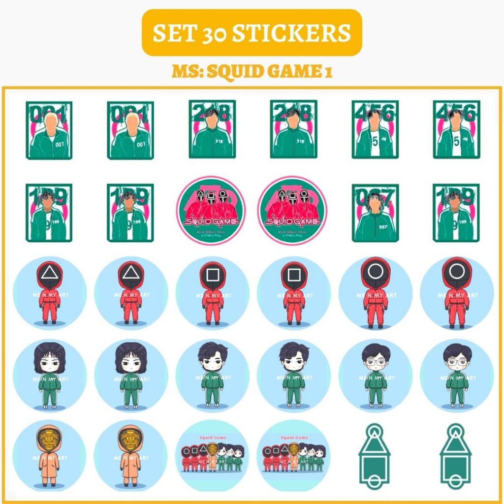 🔥SET 30 HÌNH DÁN STICKERS - SQUID GAME TRÒ CHƠI CON MỰC 🔥 | Shopee Việt Nam
