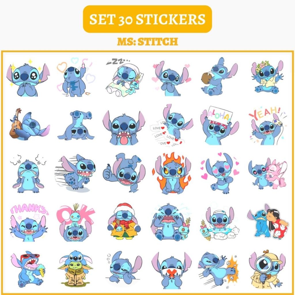 🔥SET 30 HÌNH DÁN STICKERS - STITCH 🔥 | Shopee Việt Nam