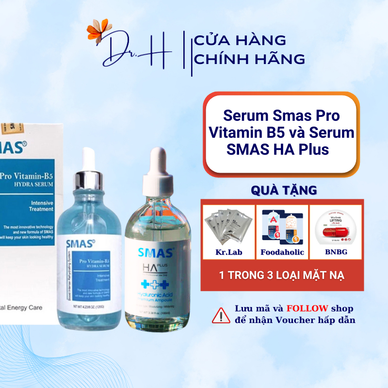 Serum Smas Pro Vitamin B5 Hydra Serum 120ml & Tinh Chất Cấp Ẩm SMAS HA Plus Premium Ampoule ...