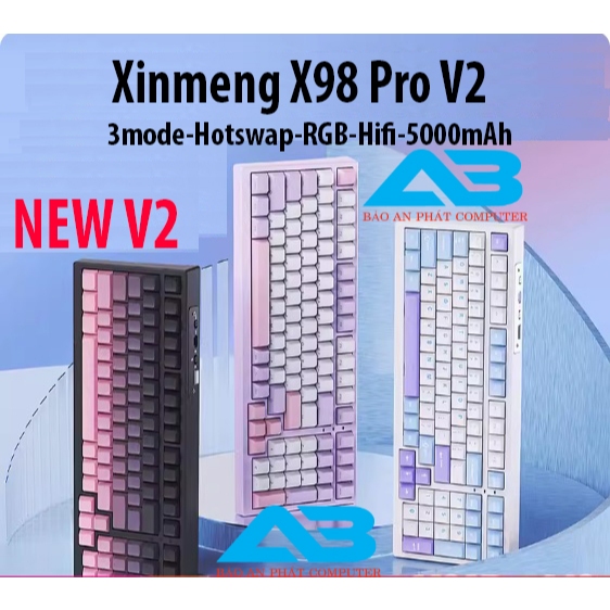 (NEW) Bàn phím cơ XinMeng X98 PRO Ver 2 Pro 3 modes, pin 5000mAh ,mạch ...