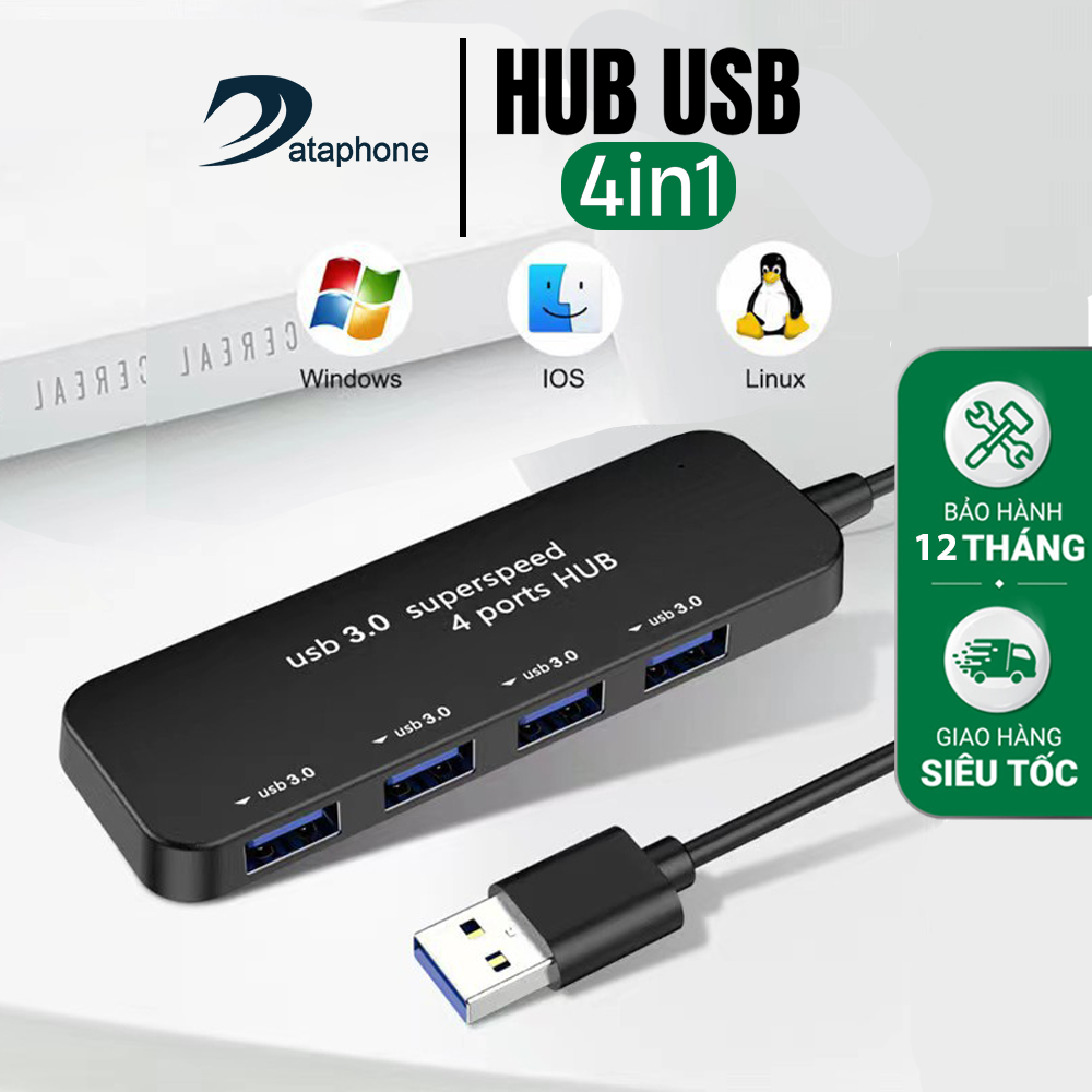 Hub USB 3.0 4in1 dành cho máy tính laptop hệ điều hành Window Linux ...