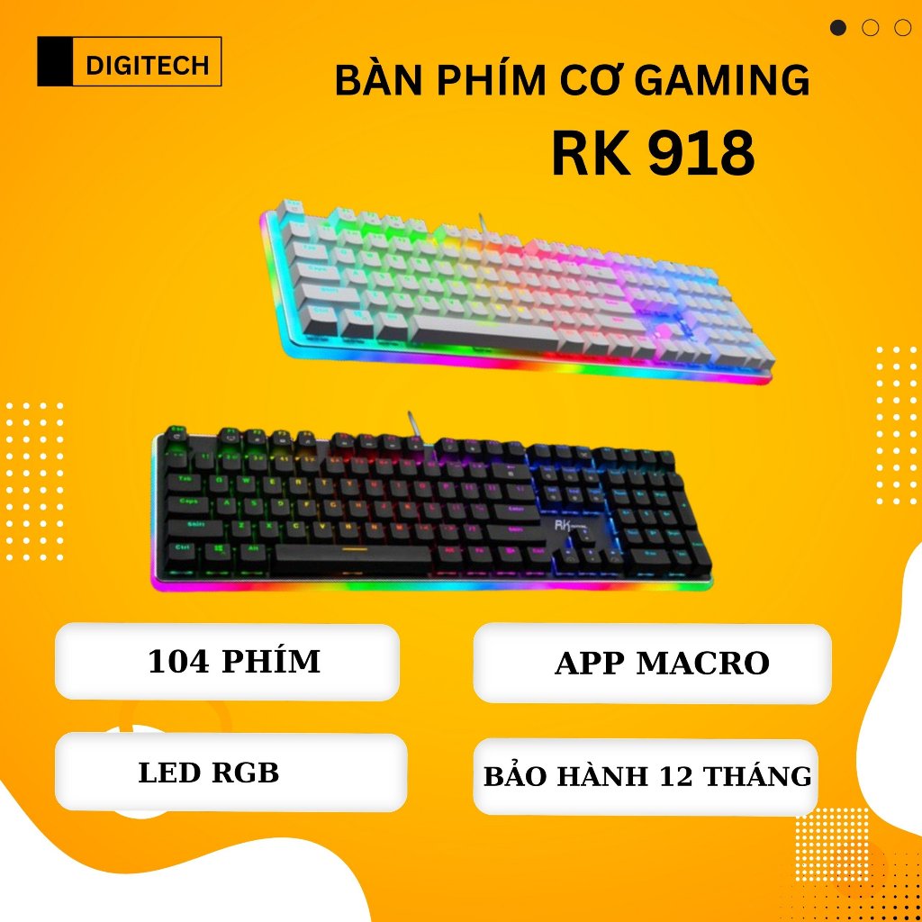 Bàn phím cơ, bàn phím có dây gaming Royal Kludge RK918 RGB LED RGB KÈM ...