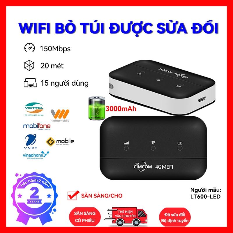 Wifi di động 4G LTE MIFI 150Mbps LT600(LED) Đã Điểm phát sóng không dây ...