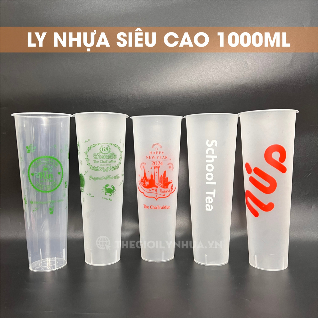 SET 50 ly nhựa 1000ml + Nắp tim trong, ly tim cứng siêu cao 1000ml, cốc ...