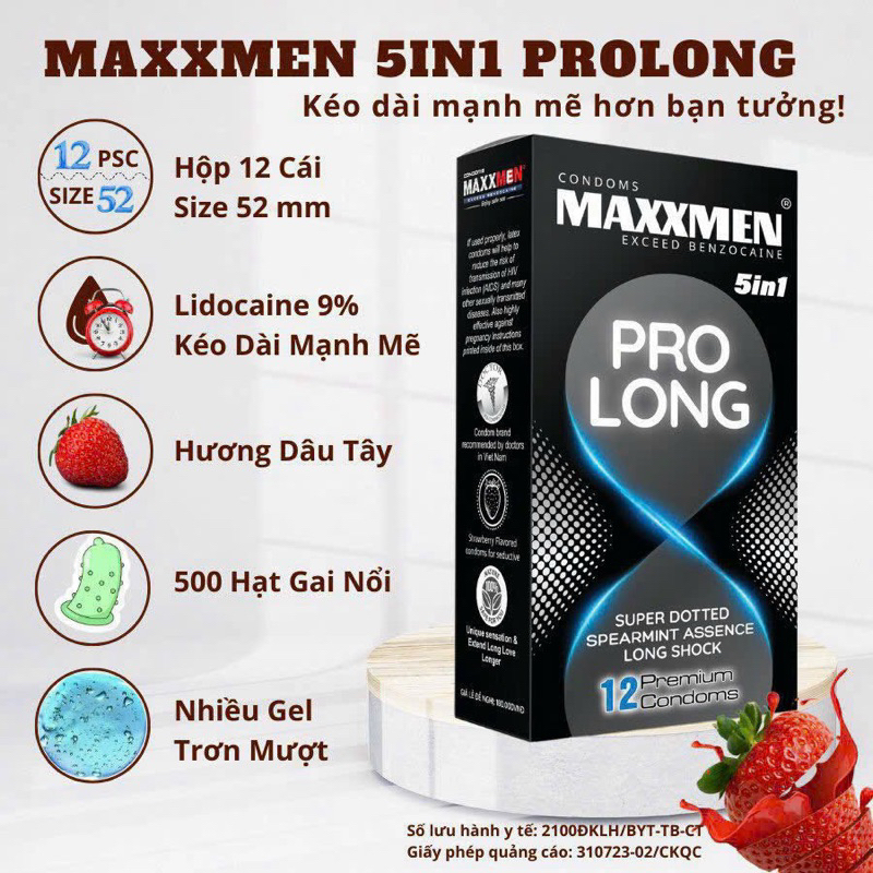 Bao cao su MAXXMEN 5in1 PROLONG Kéo dài thời gian, Gân gai, Siêu mỏng | Shopee Việt Nam