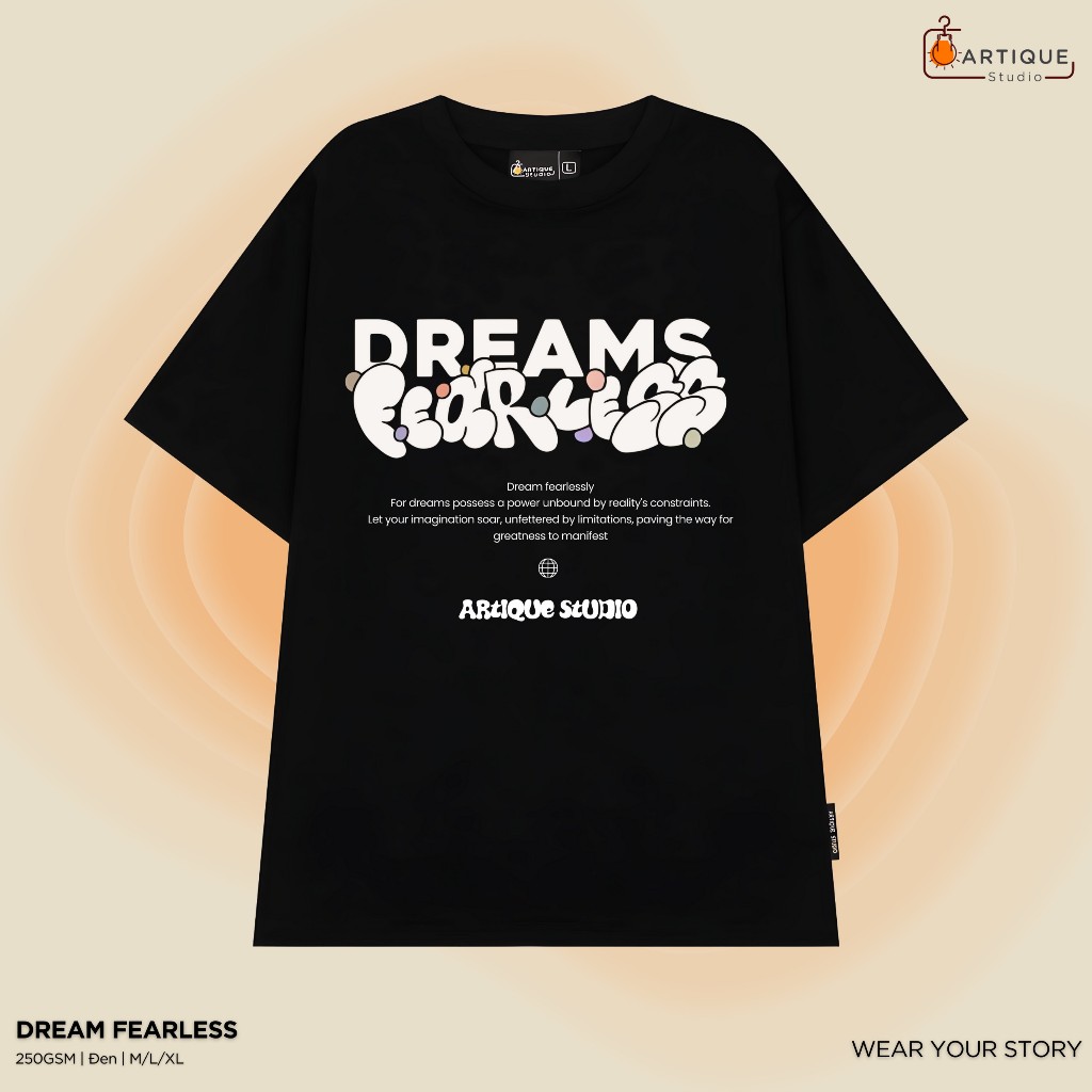 Áo thun unisex tay lỡ Artique Studio Dream Fearless dáng rộng 100% ...