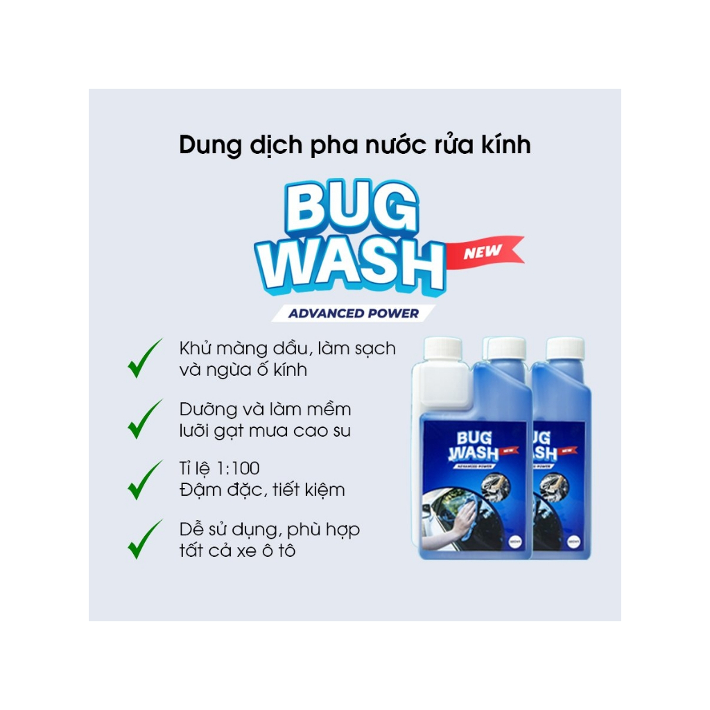 Nước pha rửa kính chuyên dụng đậm đặc BUG WASH tỉ lệ pha 1:100 dung ...