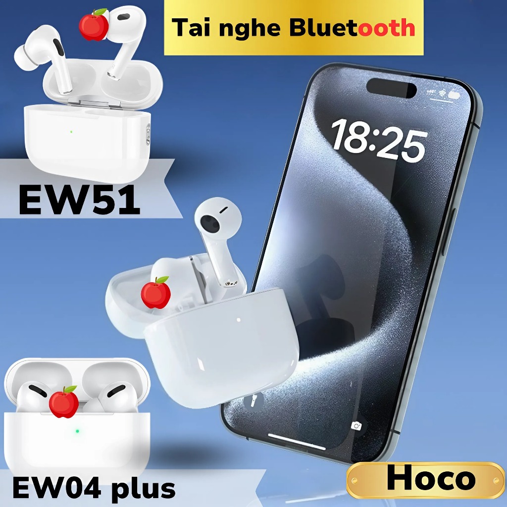 Tai nghe Bluetooth chính hãng Hoco EW51,EW04 Plus,Hỗ trợ chế độ giảm tiếng ồn và trong suốt, hỗ ...
