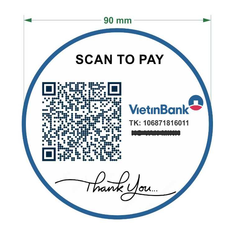 Miếng dán QR code ngân hàng in theo yêu cầu, không phai màu, không để ...