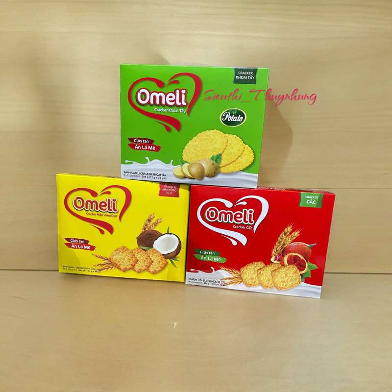 Bánh Omeli Cracker Hộp 288G Khoai Tây/Vừng dừa/Gấc | Shopee Việt Nam