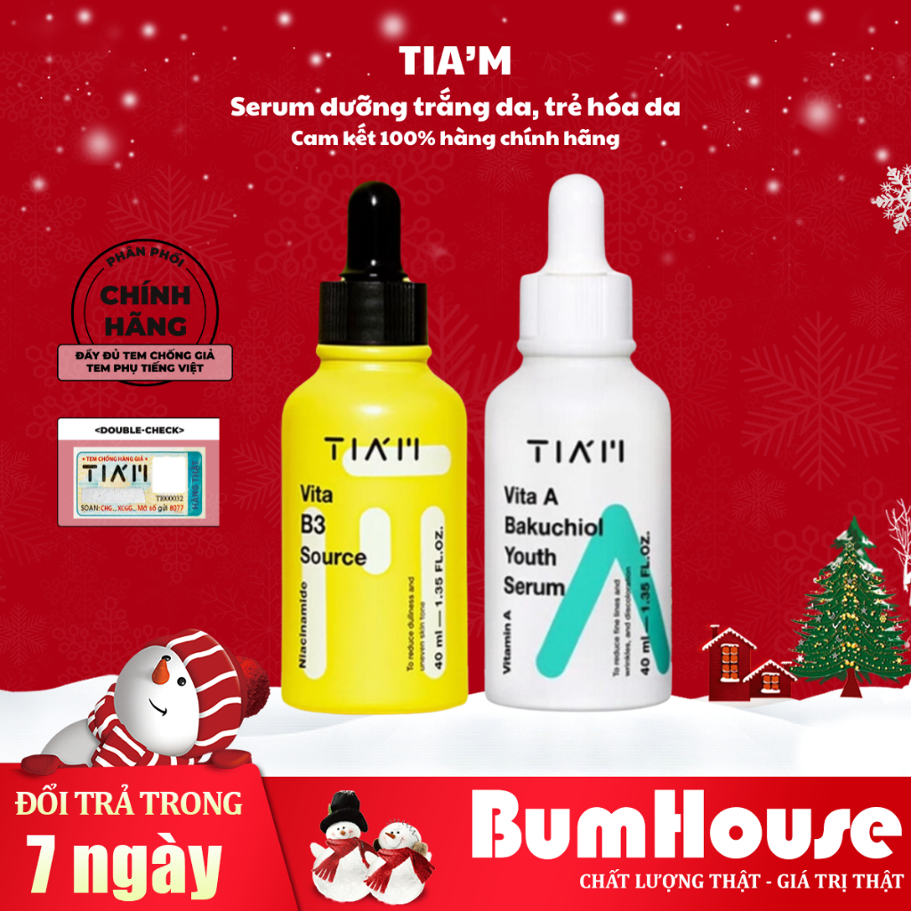 Combo Dưỡng Trắng, Căng Bóng Da, Chống Lão Hoá Tiam Serum Niacinamide ...