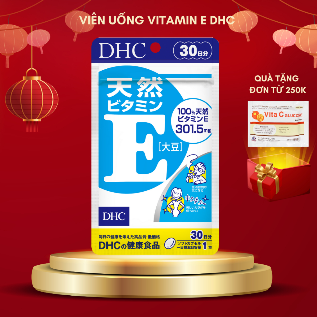 Viên uống Vitamin E DHC hỗ trợ cấp ẩm da, giảm thâm sạm, chống lão hóa da ( Gói 30v/30 ngày ...