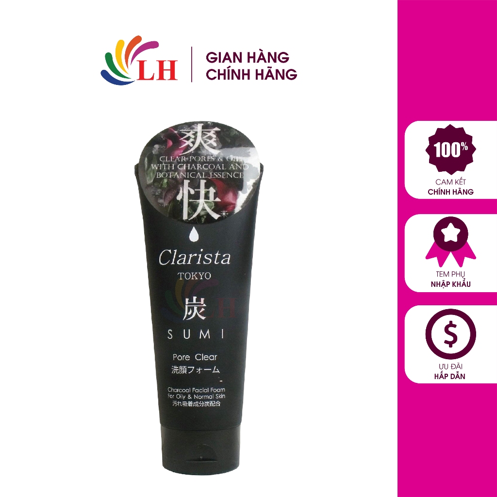 Sữa rửa mặt than hoạt tính Kumano Moritomo Clarista Tokyo Charcoal ...