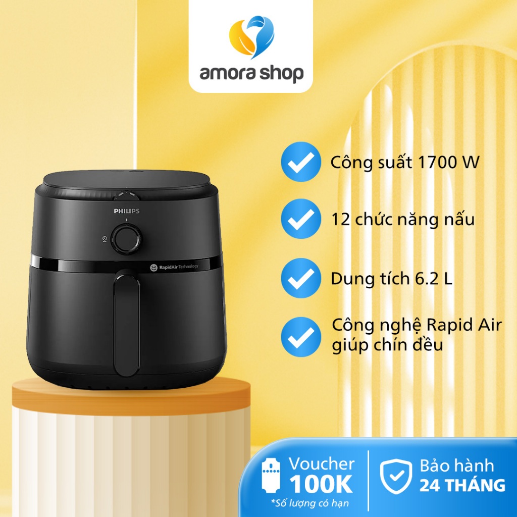 Nồi Chiên Không Dầu PHILIPS NA130 /00, Dung Tích 6.2 L, 12 Chức Năng ...