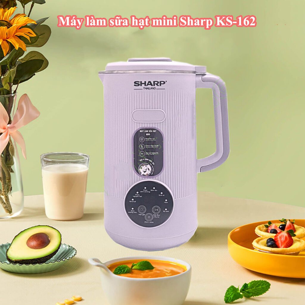 Máy Làm Sữa Hạt đa năng Sharp KS-162 và KS-168 Nắp INOX Dung Tích 1 Lít và 1.75L Bảo Hành 12 ...