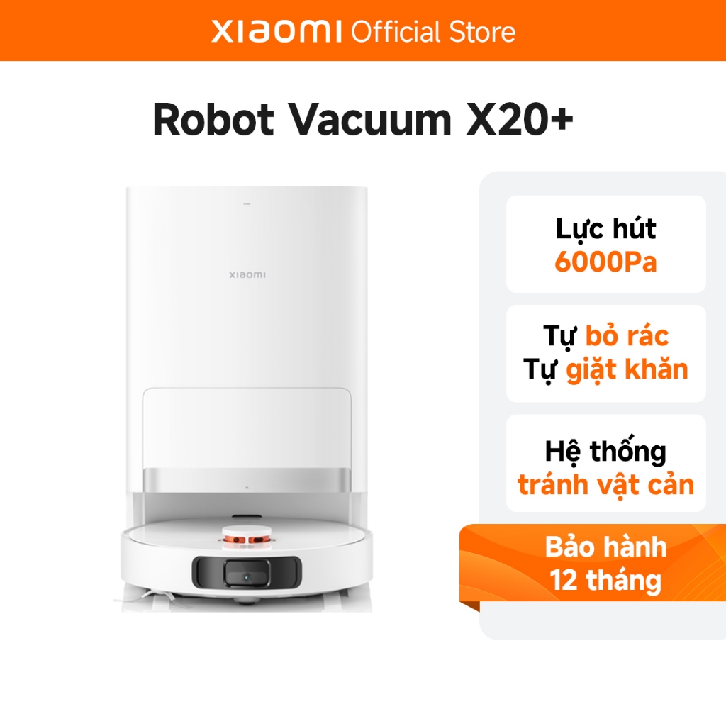 Robot hút bụi, lau sàn 2 trong 1 Xiaomi Vacuum X20+ ( X20 Plus ), Lực Hút Mạnh 6000Pa - Bản Quốc ...
