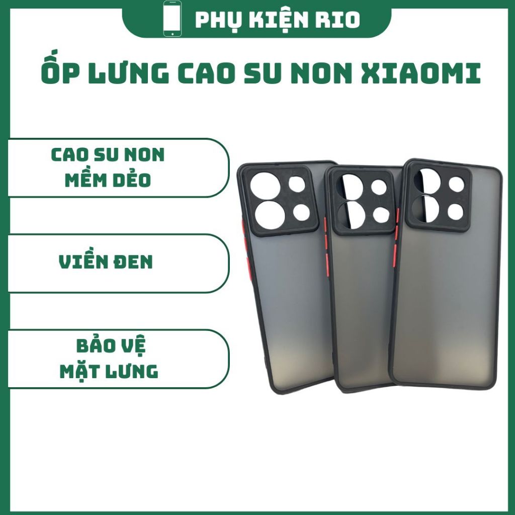 Ốp Lưng Xiaomi Redmi Note 12, Note 13 Pro, K60, K60 Pro, K60E Cao su non (Viền Đen, Bảo Vệ Mặt ...