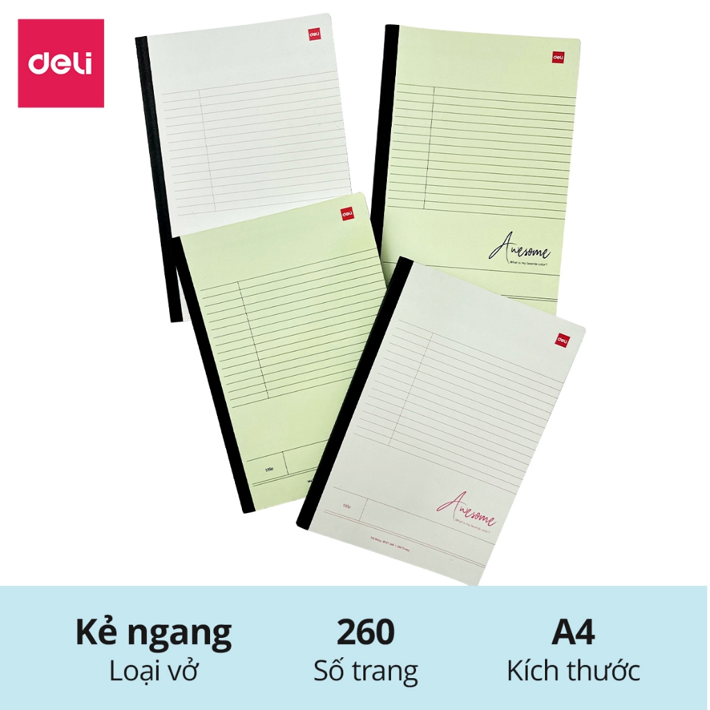 Vở Kẻ Ngang Học Sinh Deli - Vở A4 200 260 Trang - Tập Kẻ Ngang Giấy Dày Ghi Chép Bài, Học Sinh ...