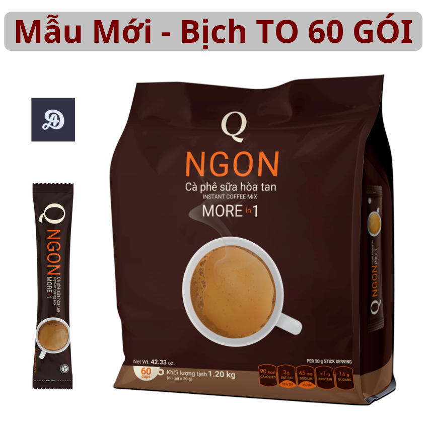 Cà phê sữa Ngon Trần Quang bịch lớn 1.2Kg (60 gói dài * 20g) instant ...
