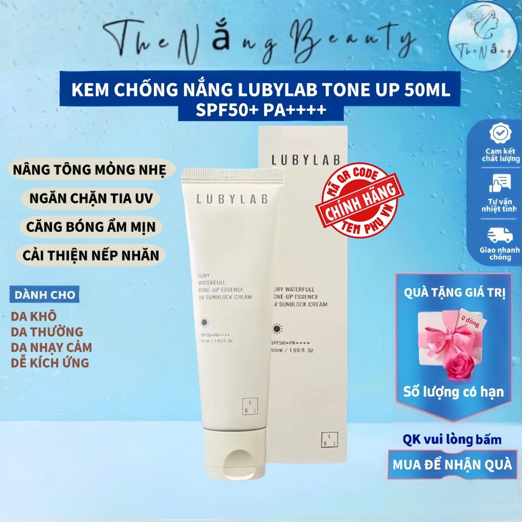 Kem Chống Nắng LUBYLAB waterfull Tone-Up SPF50+ PA4+ 50ml BE143 Nâng ...
