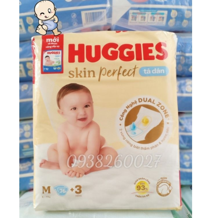 Tã Dán Huggies Skin Perfect S80/M76/L68/XL60/XXL54 miếng (Bé 6-11kg) | Shopee Việt Nam
