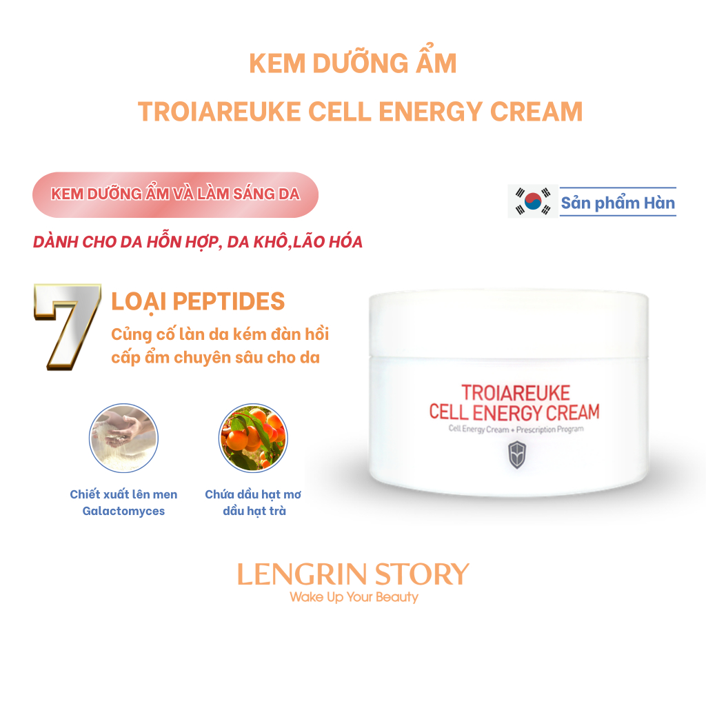 Kem Dưỡng Ẩm Troiareuke Cell Energy Cream Kết Cấu Mềm Mịn, Dưỡng Trắng ...