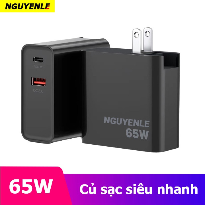 Củ sạc siêu nhanh PD 65W Samsung Huawei AFC FCP SCP QC VOOC 18W GaN điện thoại máy tính bảng ...