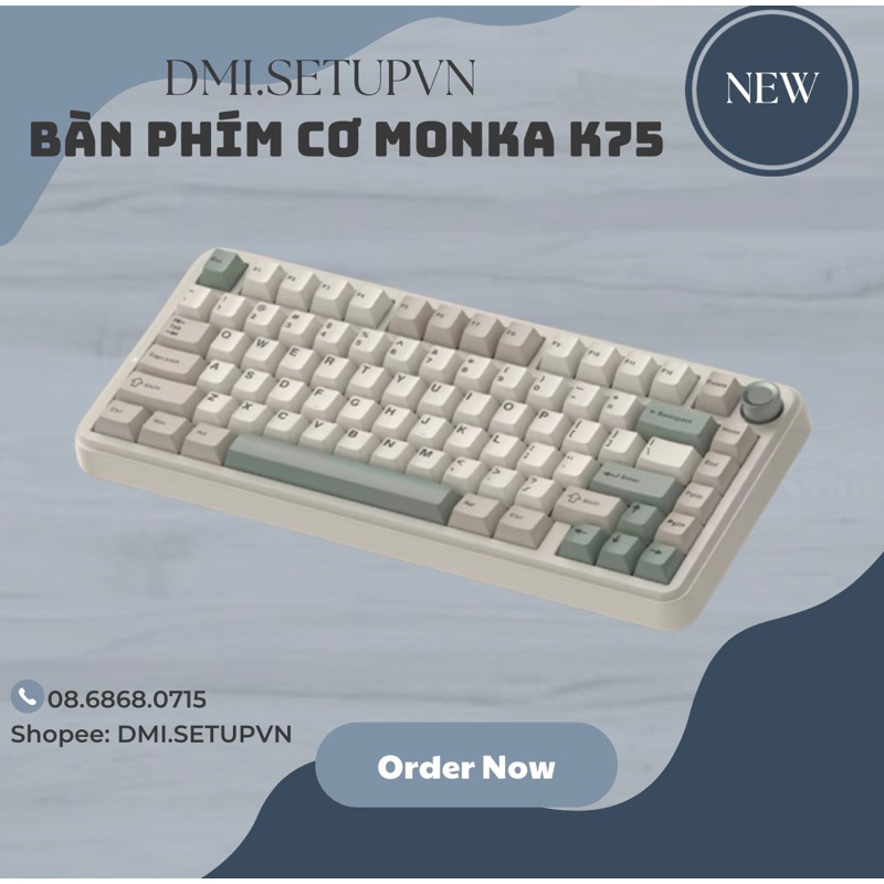 Bàn phím cơ Monka K75 Retro Green build chắc chắn | Shopee Việt Nam