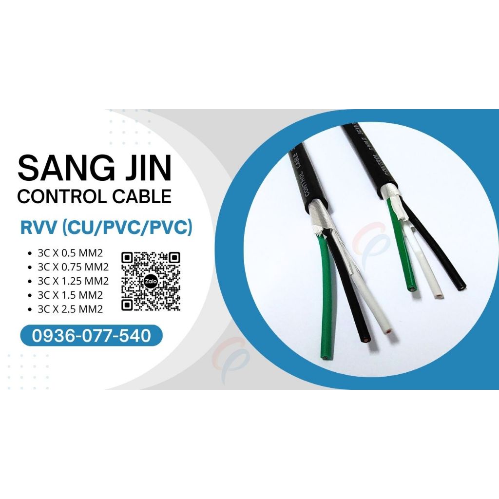 Cáp điều khiển Sangjin 3C x 0.75 SQMM - RVV 3x0.75 mm2 | Shopee Việt Nam