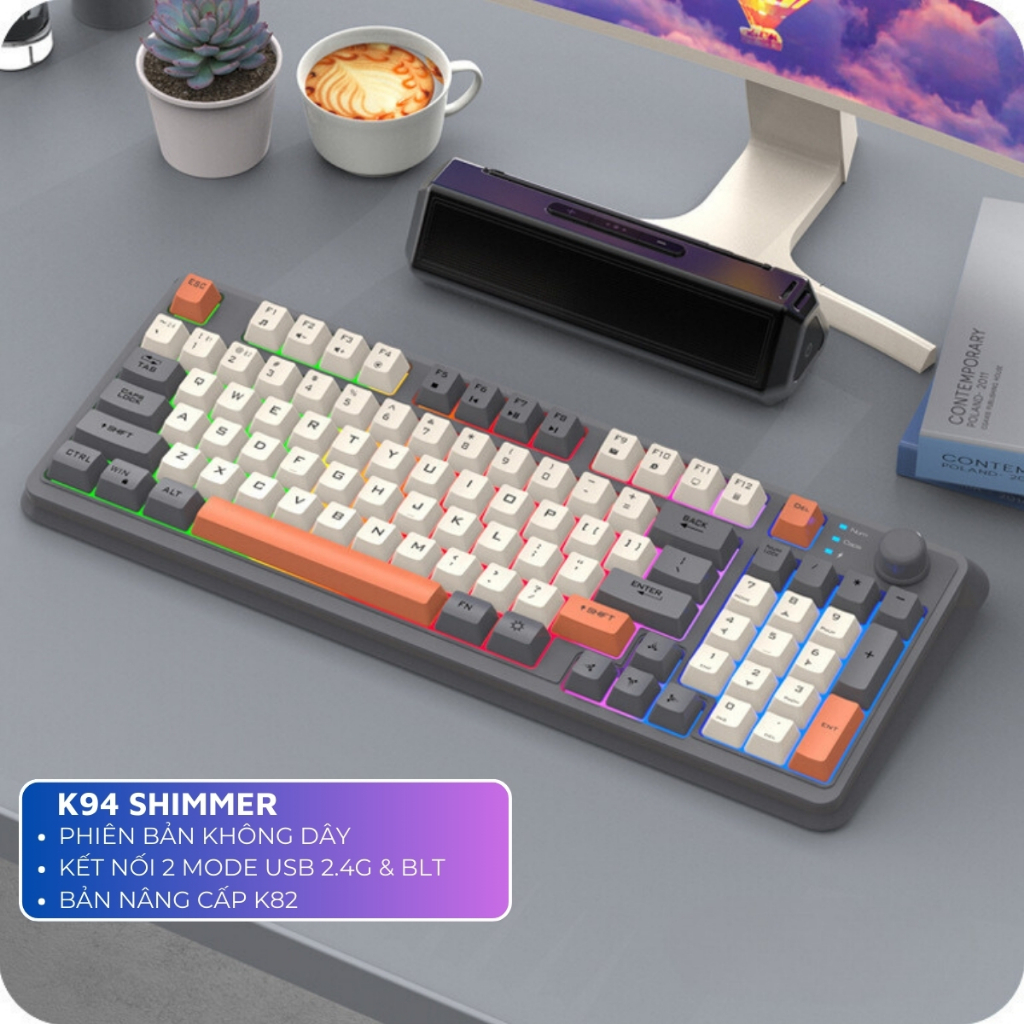 Bộ Bàn Phím Và Chuột Máy Tính Giả Cơ Gaming K820 XUNFOX LED 7 Màu Tích Hợp Núm Chỉnh Âm, Gõ Êm ...