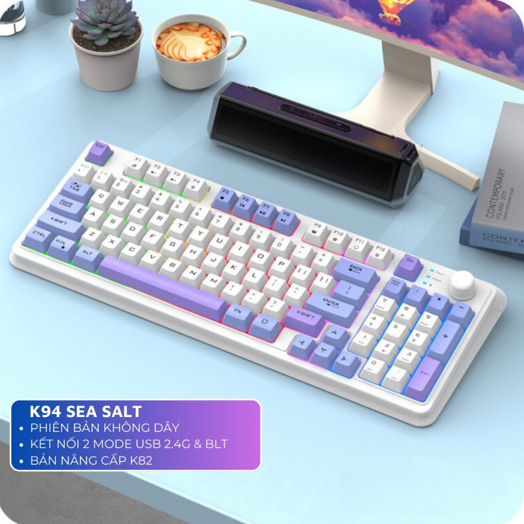 Bộ Bàn Phím Và Chuột Máy Tính Giả Cơ Gaming K820 XUNFOX LED 7 Màu Tích Hợp Núm Chỉnh Âm, Gõ Êm ...