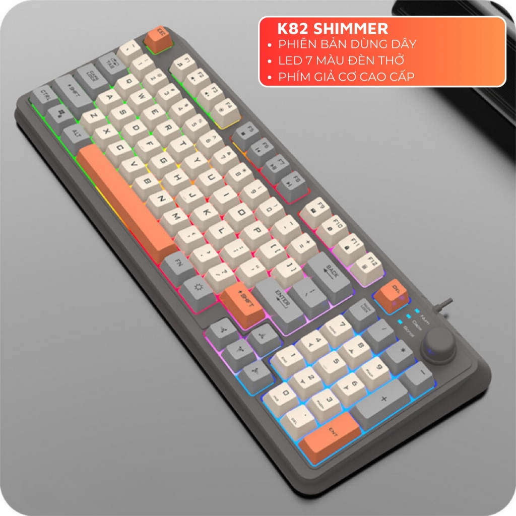 Bộ Bàn Phím Và Chuột Máy Tính Giả Cơ Gaming K820 XUNFOX LED 7 Màu Tích Hợp Núm Chỉnh Âm, Gõ Êm ...