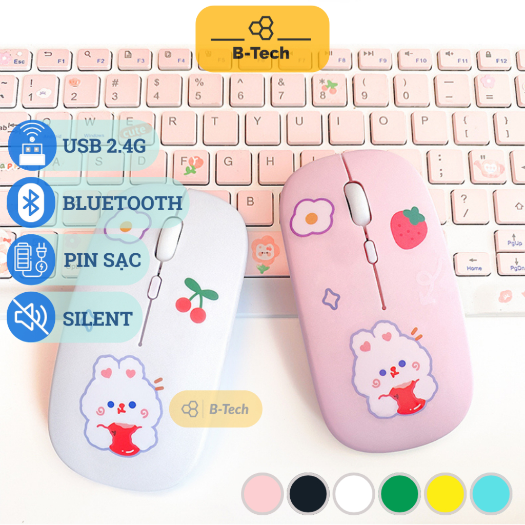 Chuột không dây bluetooth wireless mouse pin sạc W110, chuột cho ...