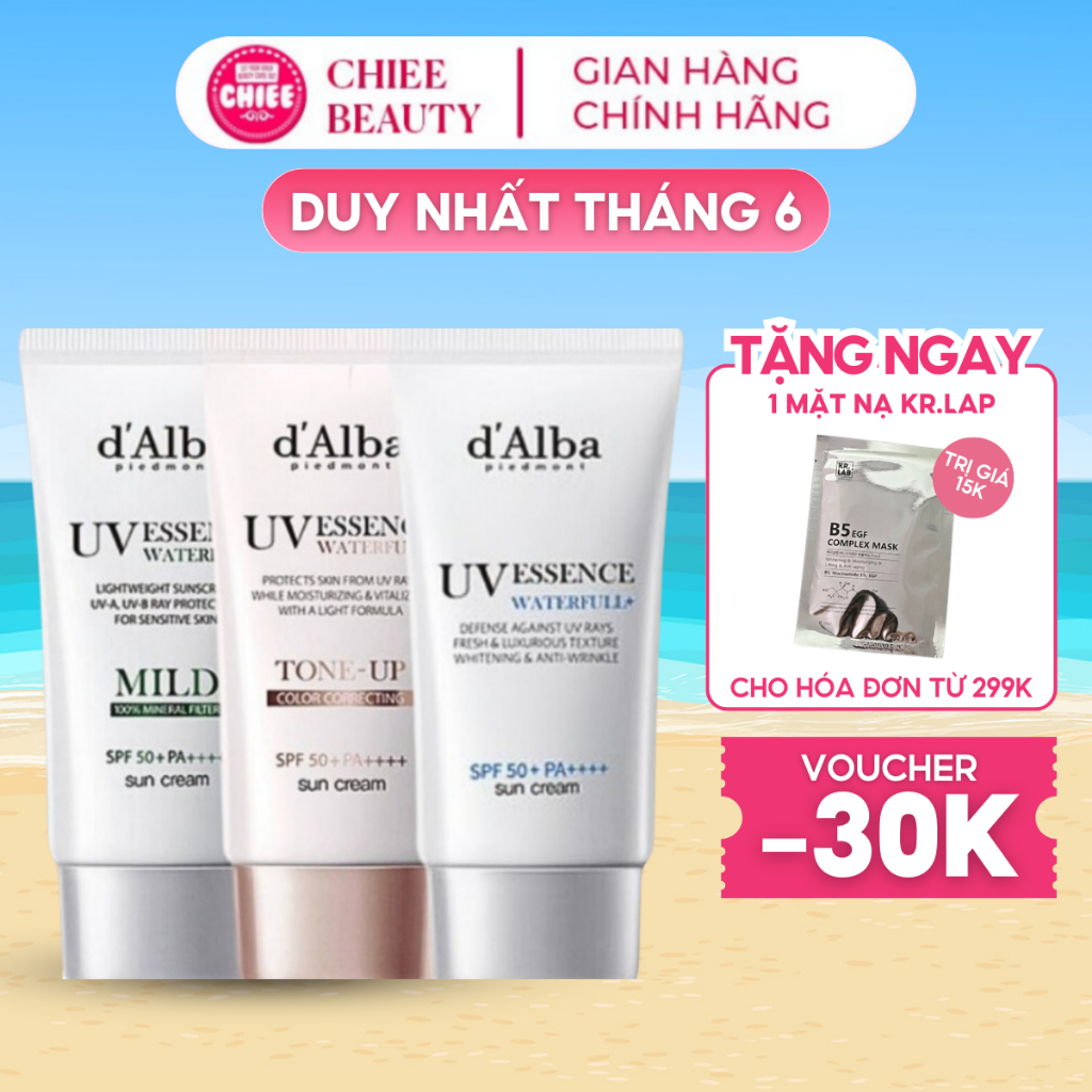 Kem chống nắng D'Alba nâng tông da UV Essence Waterfull Tone-up Sun Cream SPF 50+ 50ml | Shopee ...
