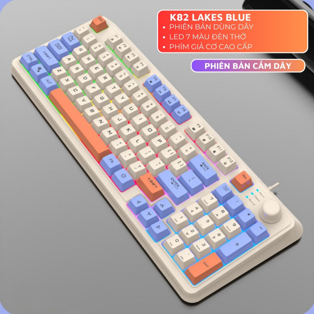 Bàn Phím Máy Tính Giả Cơ Gaming K82 LED LIGHT 7 Màu Cực Đẹp Gõ Cực Đã Dùng Chơi Game, Văn Phòng ...