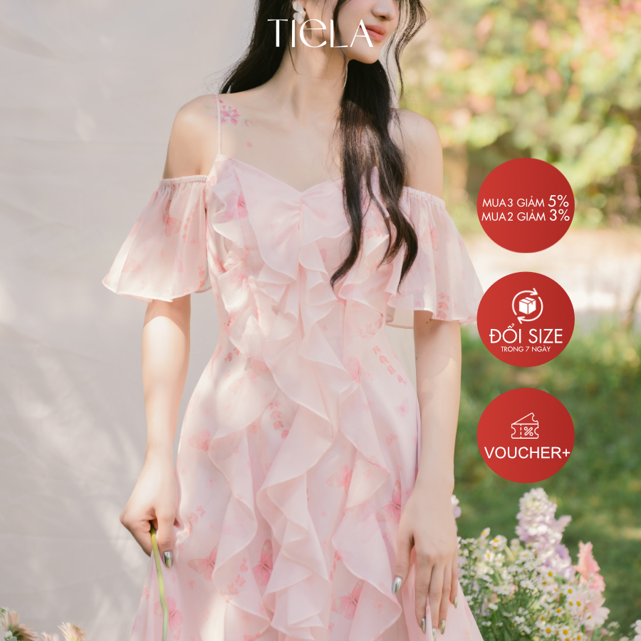 TIELA Đầm váy hoa bèo hồng -Calantha Dress | Shopee Việt Nam