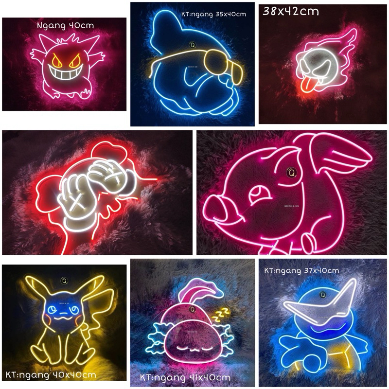[Tặng kèm keo dán] Đèn led neon pokemon,Đèn trang trí,Đèn ngủ | Shopee ...