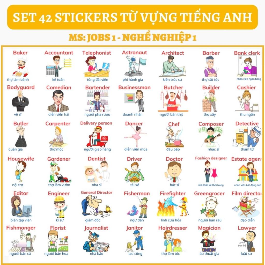 🔥SET 42 STICKERS - CHỦ ĐỀ JOBS NGHỀ NGHIỆP🔥 | Shopee Việt Nam