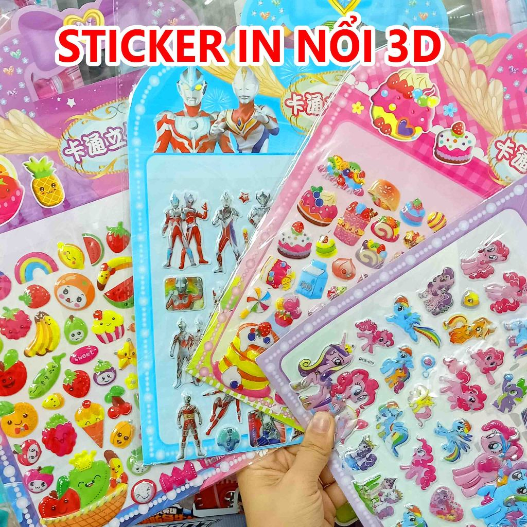 Đồ chơi hình dán Sticker hoạt hình in nổi 3D miếng dán sticker cho bé ...